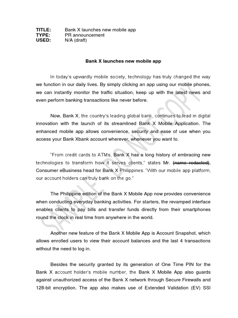 Sample - Announcement - Mobile App | PDF | Mobile Phones | Mobile App