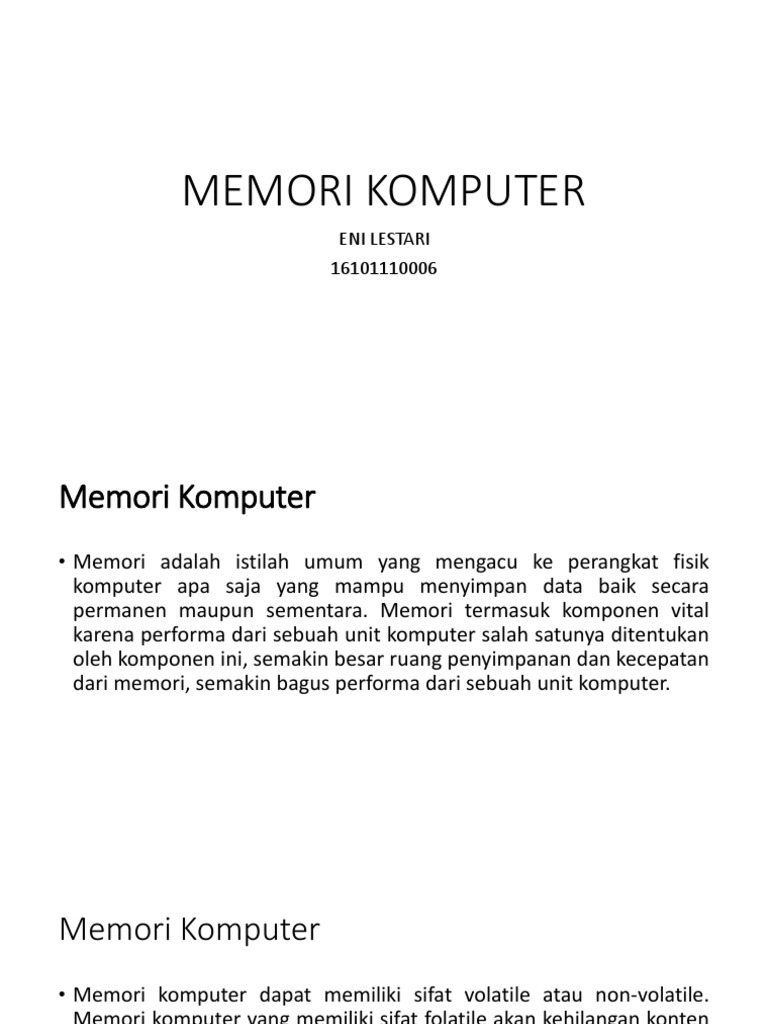 Jenis dan Fungsi Memori Komputer | PDF