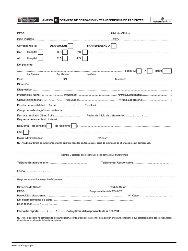 Anexo8 - Formato de Derivacion y Transferencia de Pacientes | PDF ...