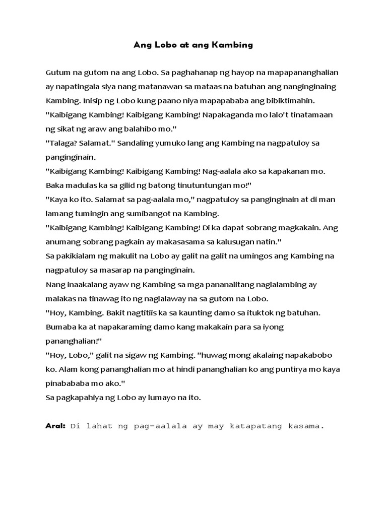 Ang Lobo at Ang Kambing | PDF