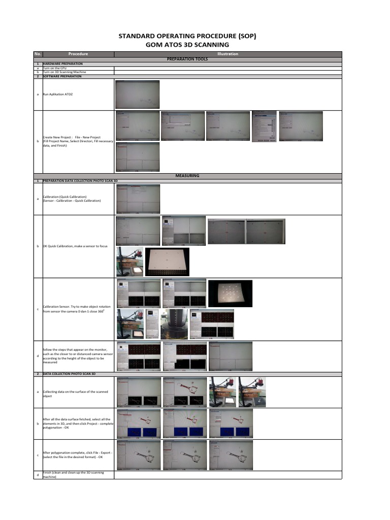 GOM ATOS 3D Scanning SOP Guide | PDF