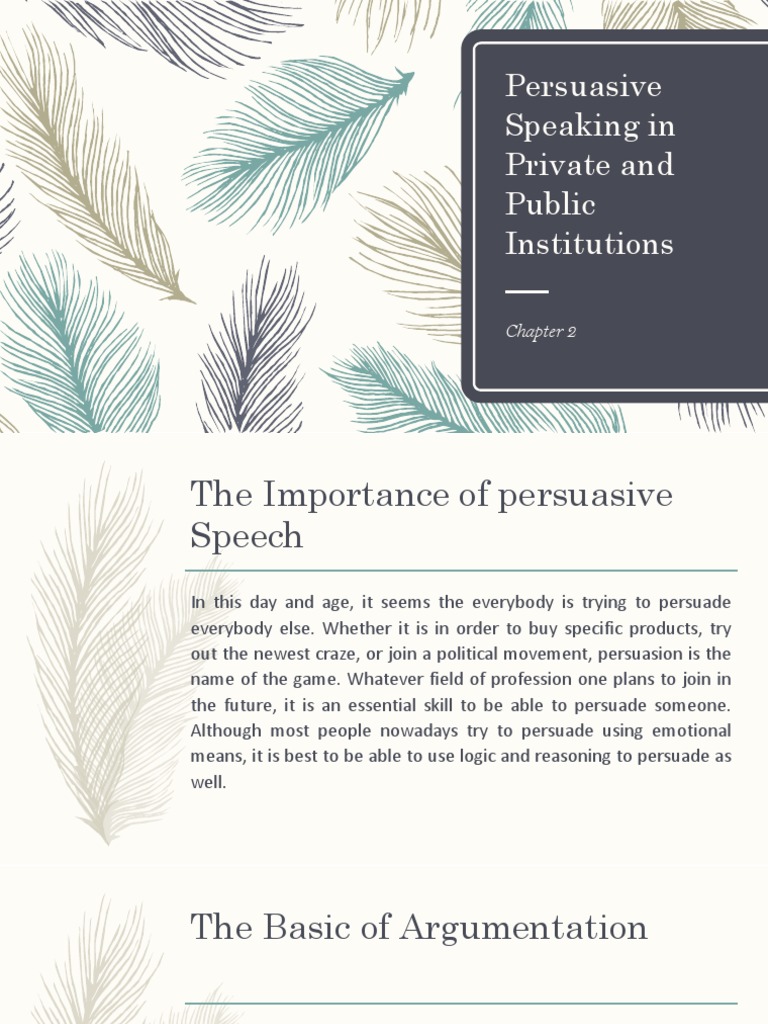 Persuasive Speaking in Private and Public Institutions | PDF | Argument ...
