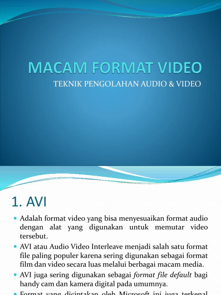 Format Video Populer dan Fungsinya | PDF