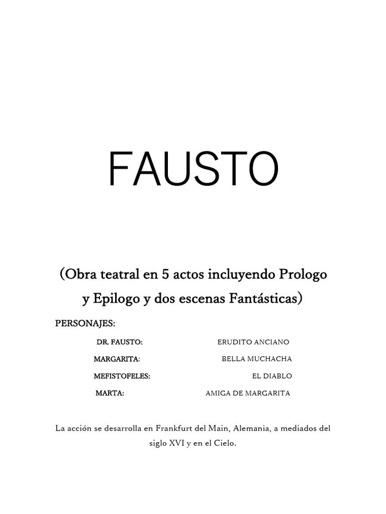 FAUSTO Obra Teatral | PDF | Fausto de Goethe | Amor