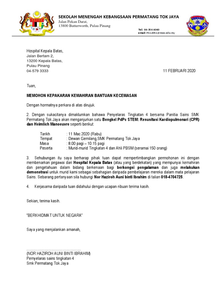 Surat Jemputan Bengkel CPR Dan HM | PDF