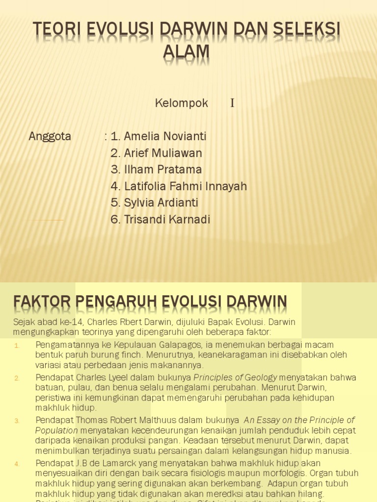 Teori Evolusi Darwin Dan Seleksi Alam | PDF