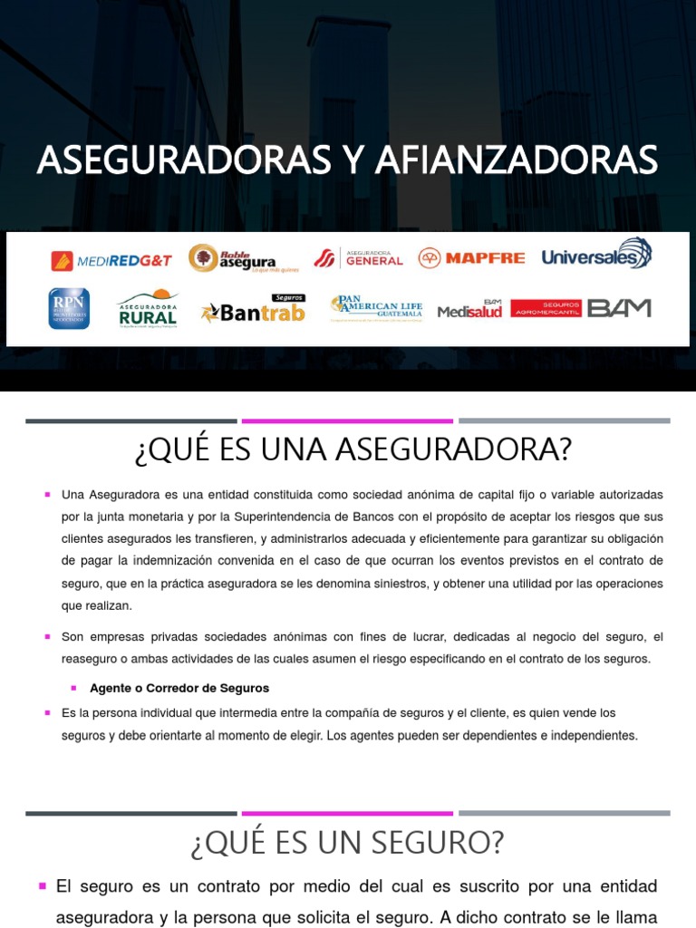 Aseguradoras y Afianzadoras | PDF | Póliza de seguros | Seguro