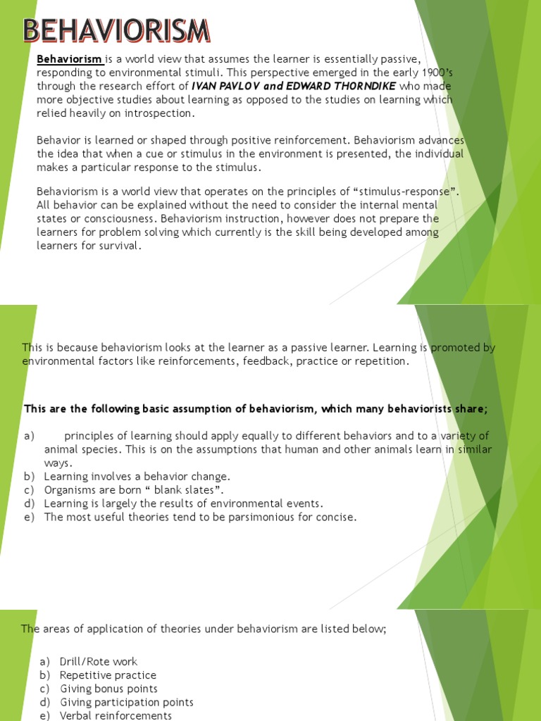 BEHAVIORISM | PDF | Behaviorism | Constructivism (Philosophy Of Education)