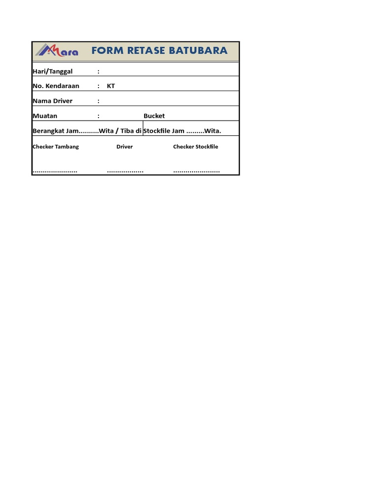 Form Retase Coal | PDF