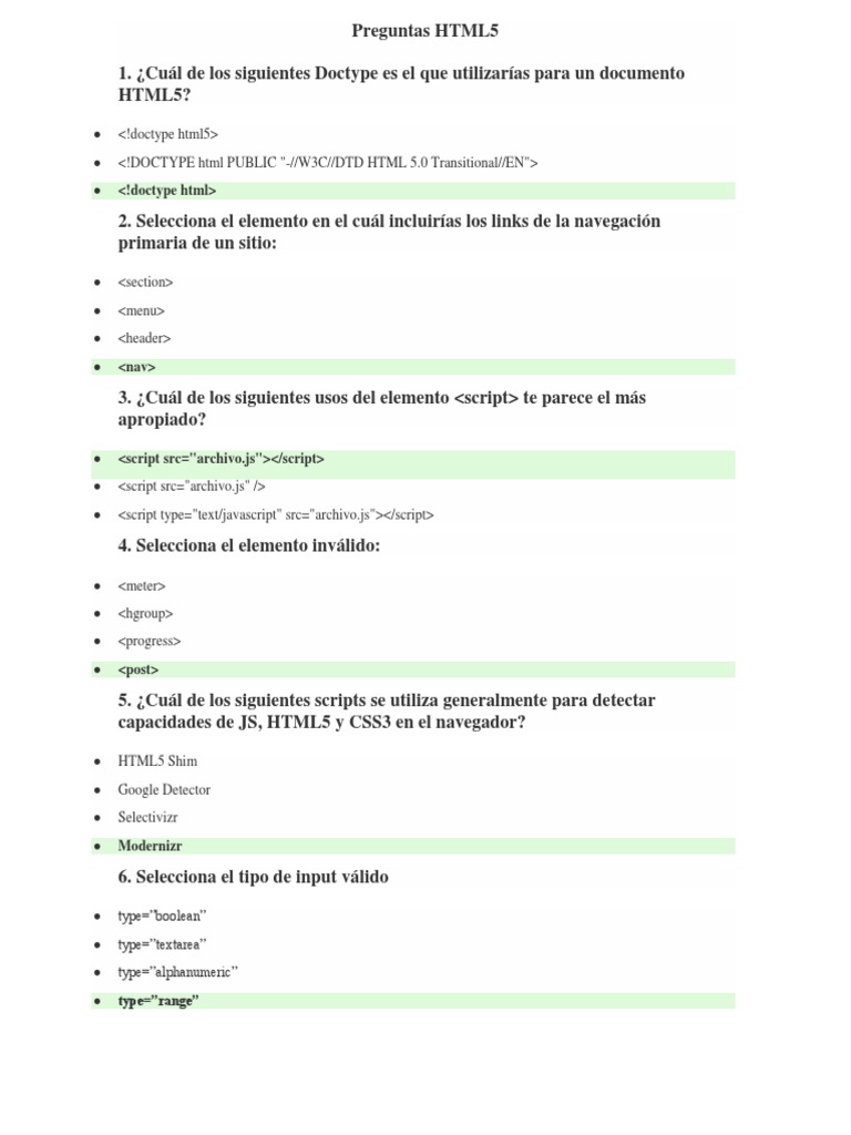Preguntas HTML5 | PDF | Red mundial | Internet y web