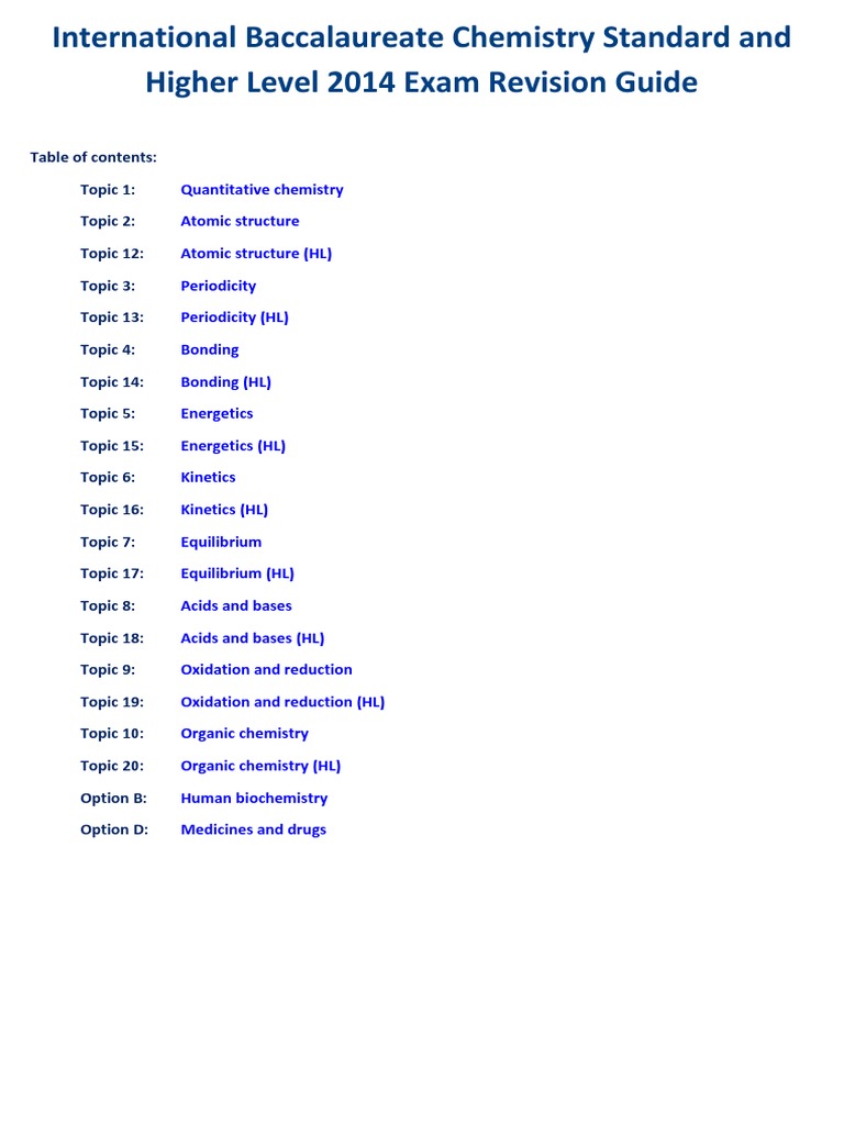 IB Chemistry SL and HL | PDF | Transition Metals | Mole (Unit)