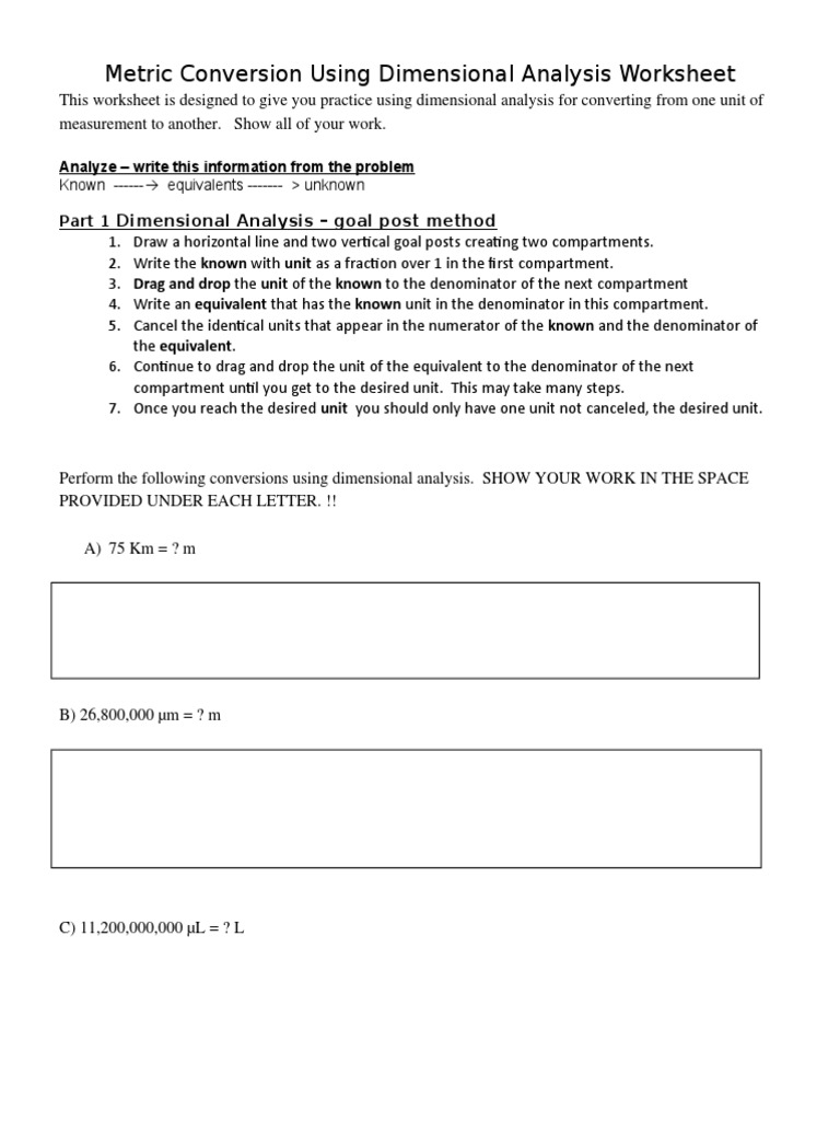 Metric Conversion Using Dimensional Analysis | PDF | Fraction ...