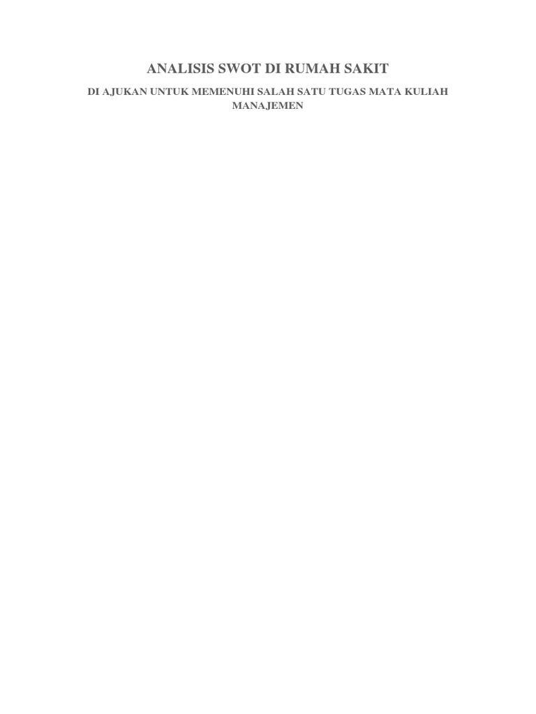 Analisis Swot Di Rumah Sakit T2 | PDF