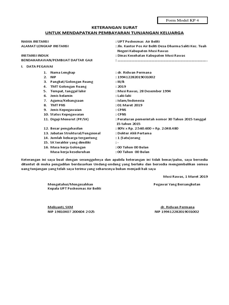 Contoh kp4 | PDF | Kesehatan Holistik