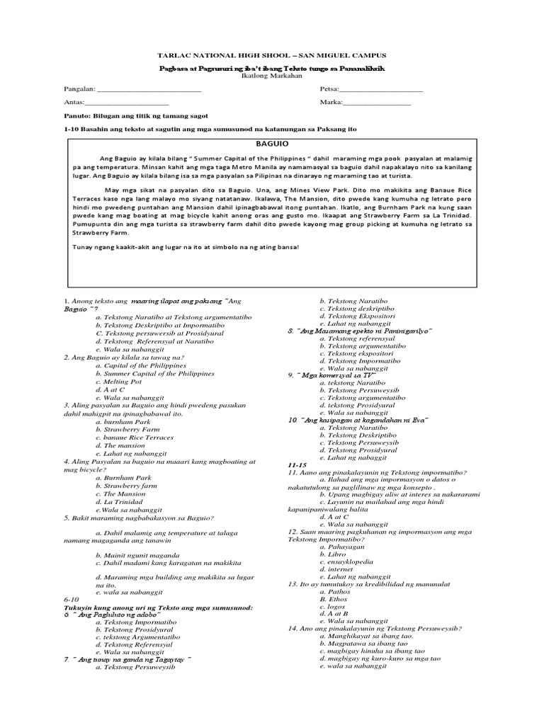 3rd Quarter Pagbasa | PDF