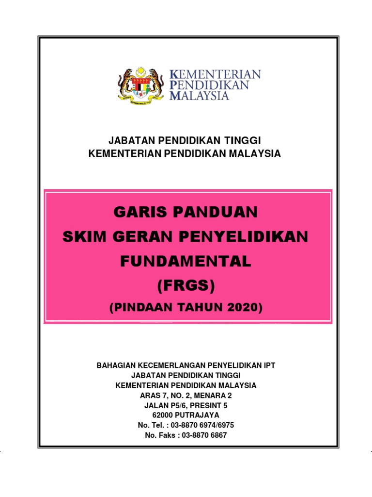 Panduan Permohonan Geran FRGS 2020 | PDF