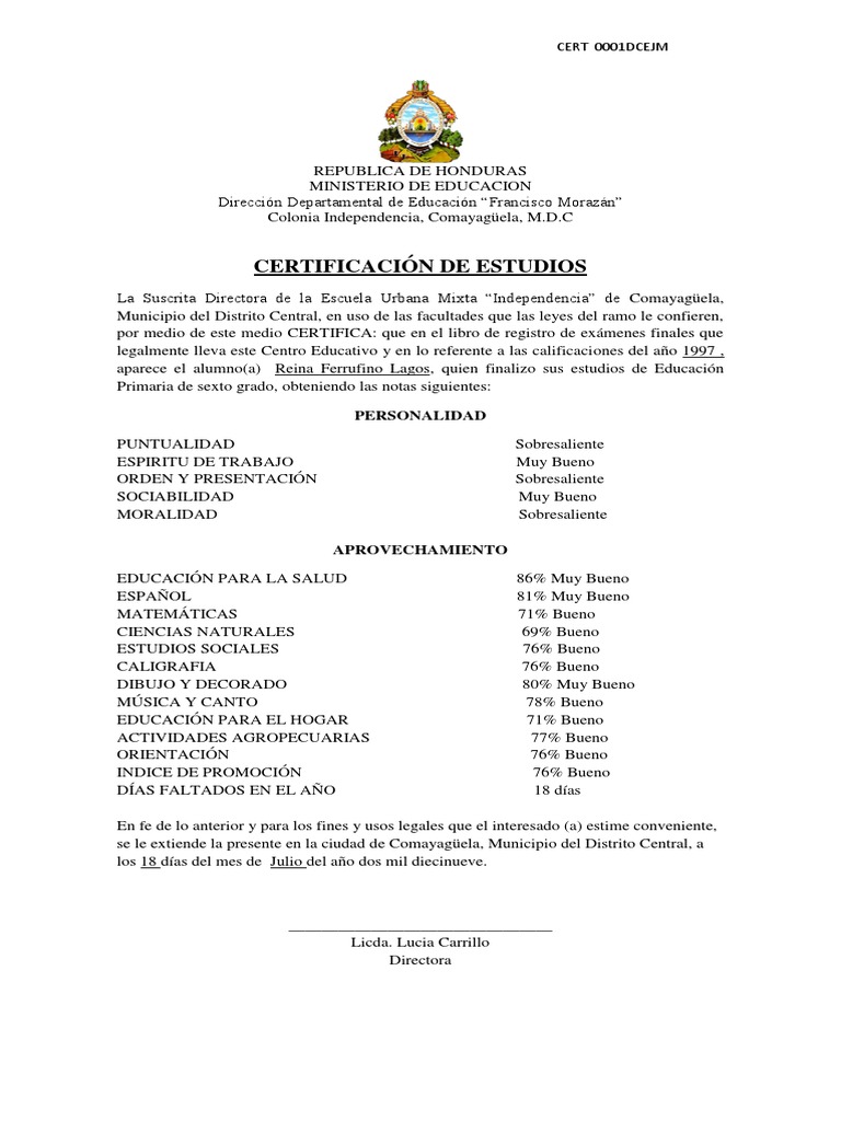 Certificacion de Estudios | PDF | Aprendizaje | Educación avanzada