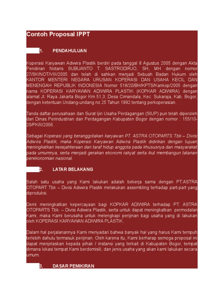 Contoh Proposal IPPT | PDF