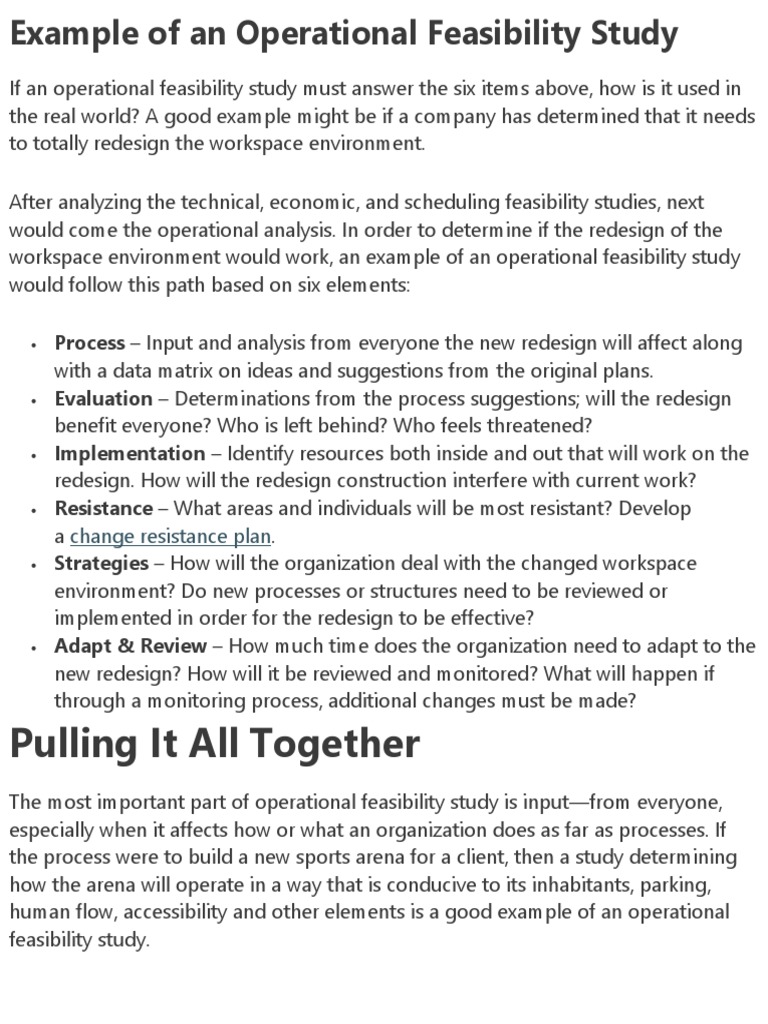 Example of An Operational Feasibility Study | PDF | Feasibility Study ...