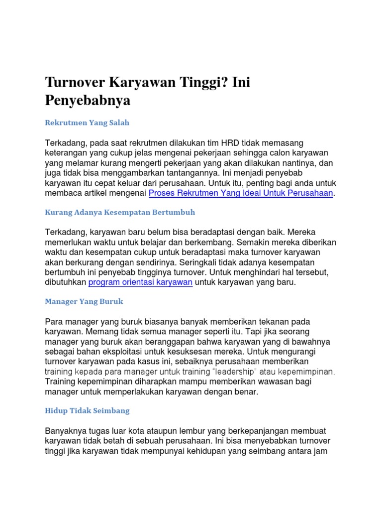 Turnover Karyawan Tinggi | PDF | Karier & Perkembangan