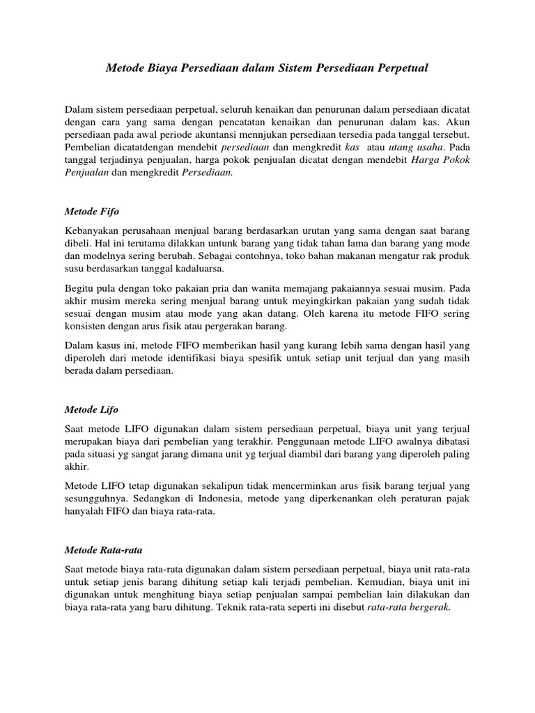 Metode Biaya Persediaan Perpetual | PDF