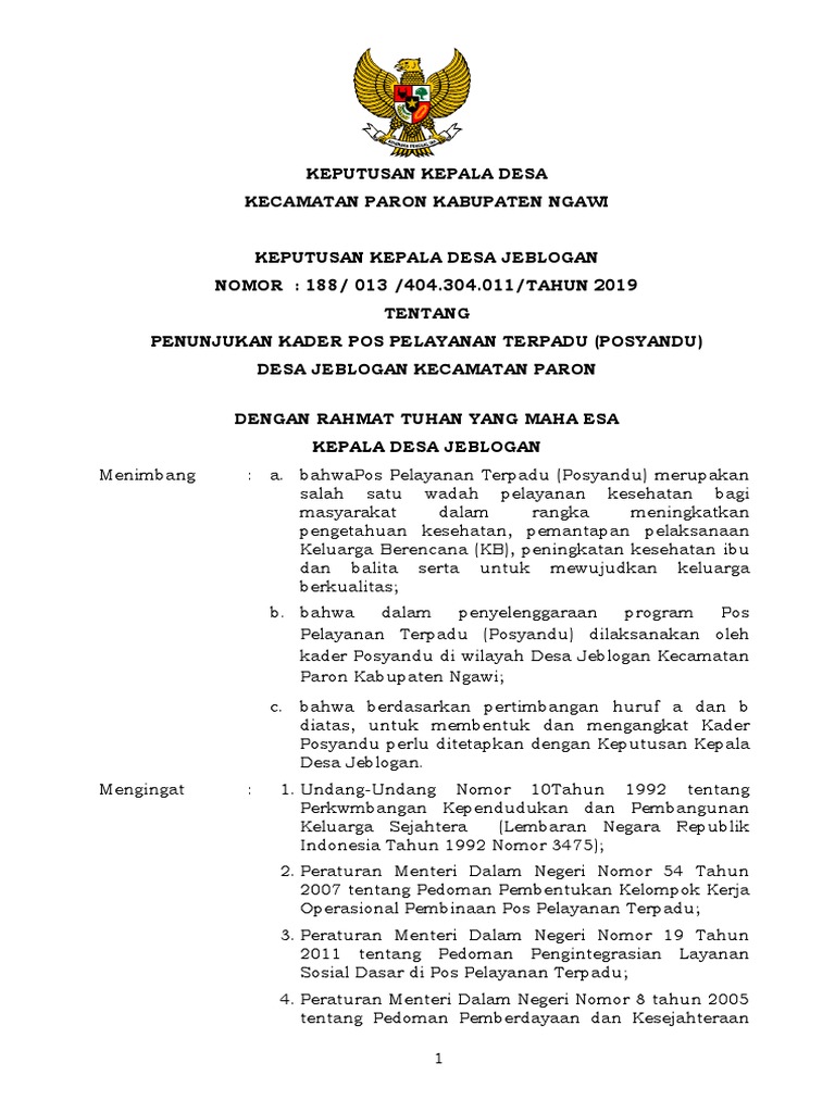 SK Posyandu 2019 | PDF