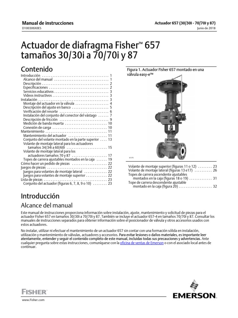 Instruction Manual Actuador de Diafragma Fisher 657 Tamaños 30 30i 70 ...