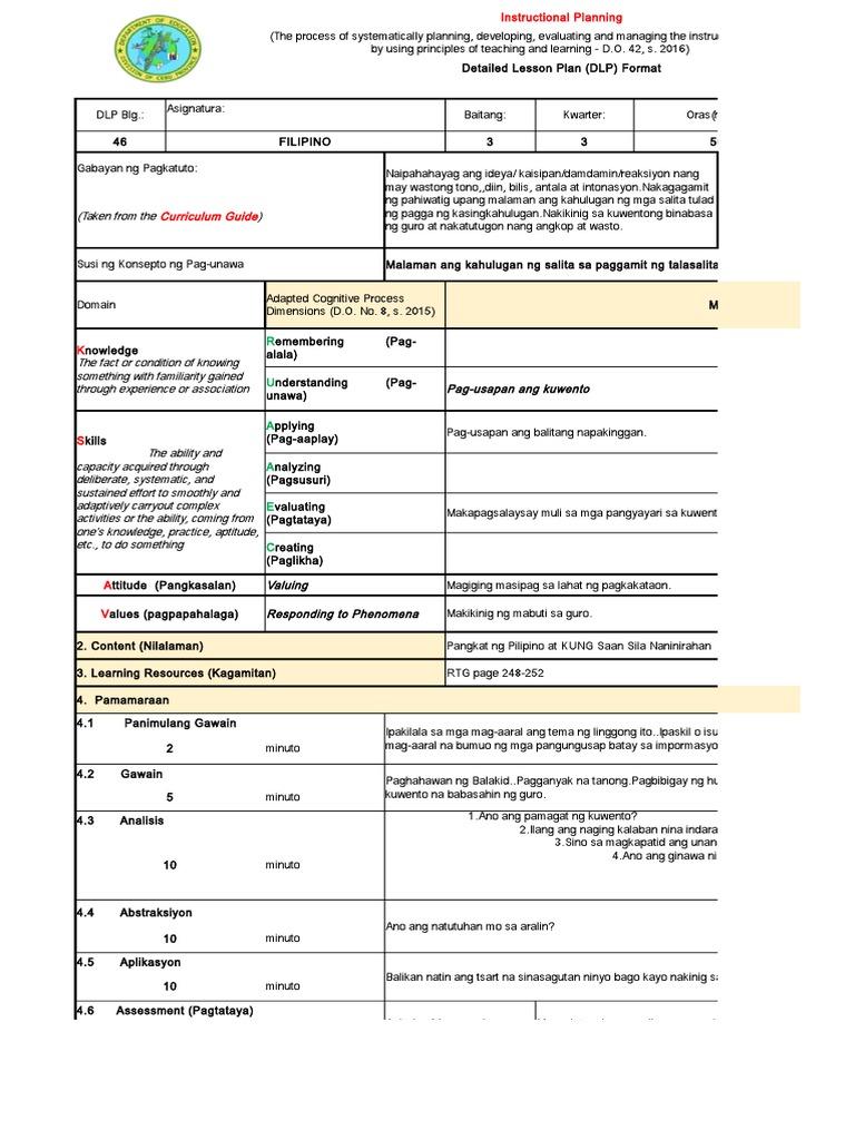 Lesson Plan in Filipino | PDF
