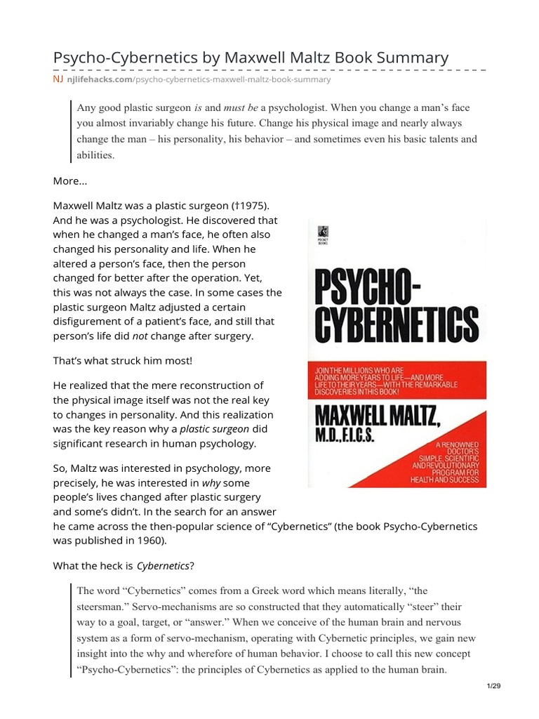 Psycho-Cybernetics by Maxwell Maltz Book Summary | PDF | Thought ...