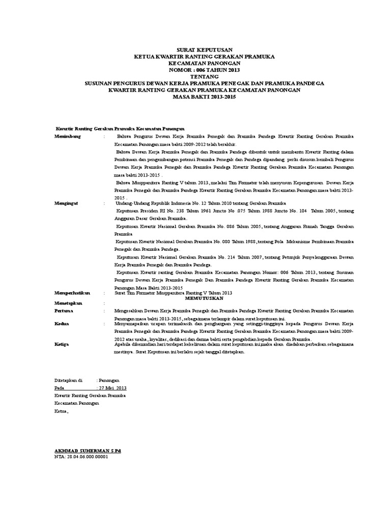 Contoh SK DKR | PDF | Bisnis