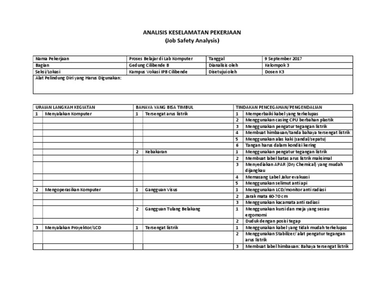 Contoh Lembar JSA | PDF