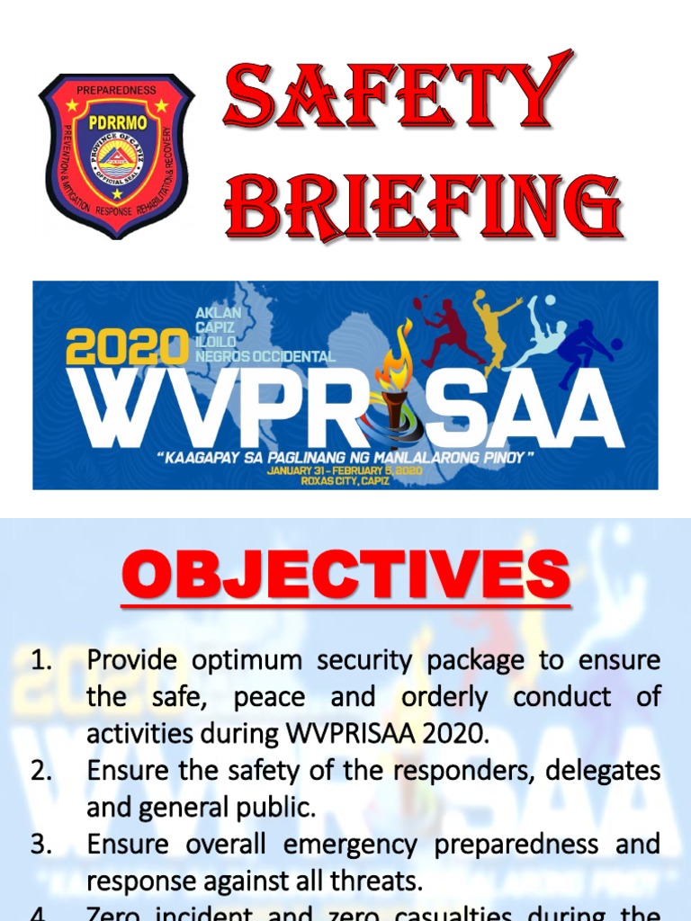 Safety Briefing - WVPRISAA 2020 | PDF | Emergency | Emergency Management