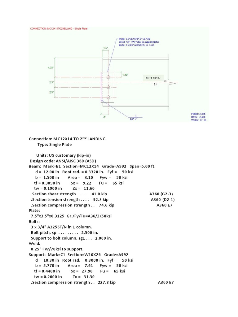 MC12X14 To 2ND Landing Connection | Download Free PDF | Beam (Structure ...