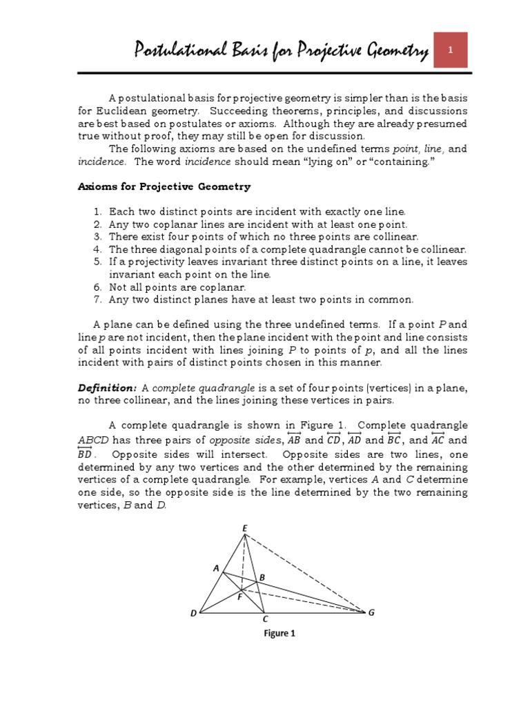 Lecture 4 Postulational Basis For Projective Geoemetry | PDF ...