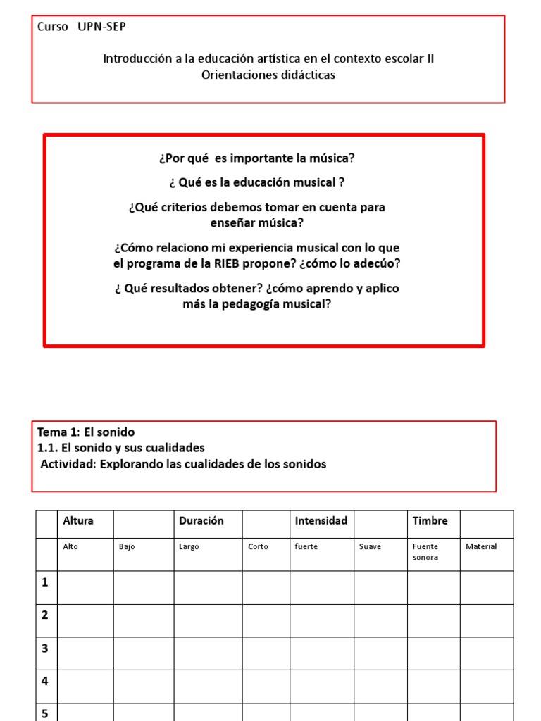 Presentacion Musica Sep-Upn Ok | PDF | Ritmo | Melodía
