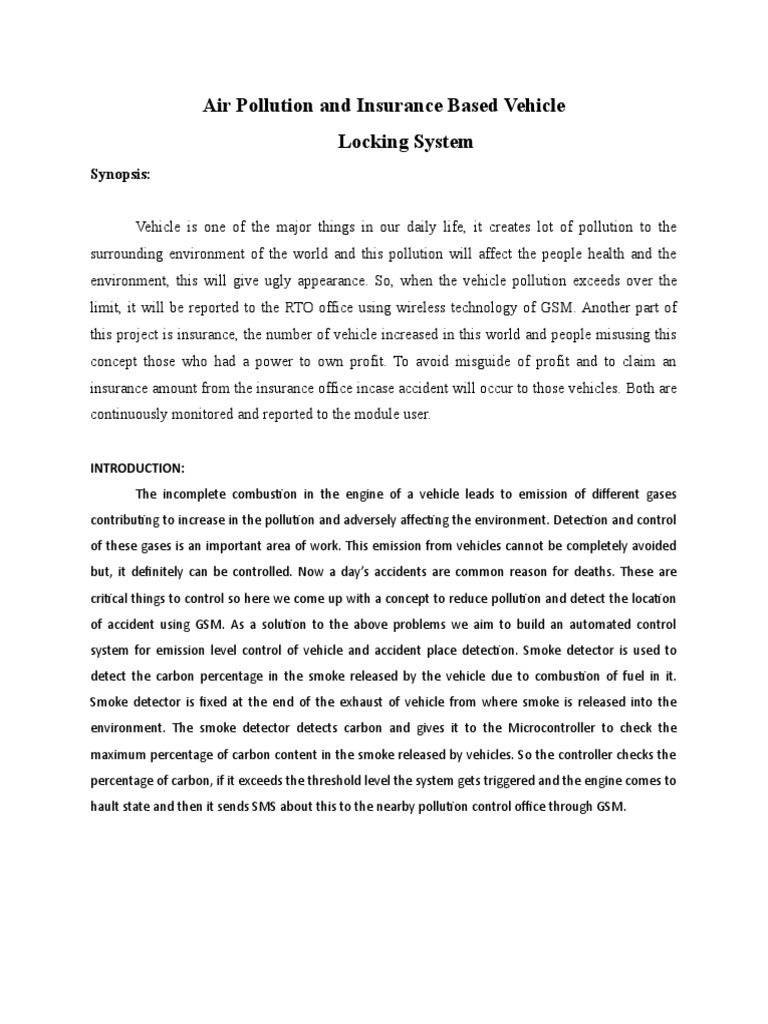 Air Pollution and Insurance Based Vehicle | PDF | Emission Standard ...