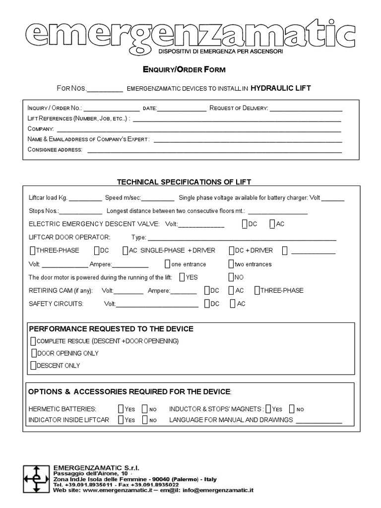 ARD Enquiry Form For Hydraulic | PDF