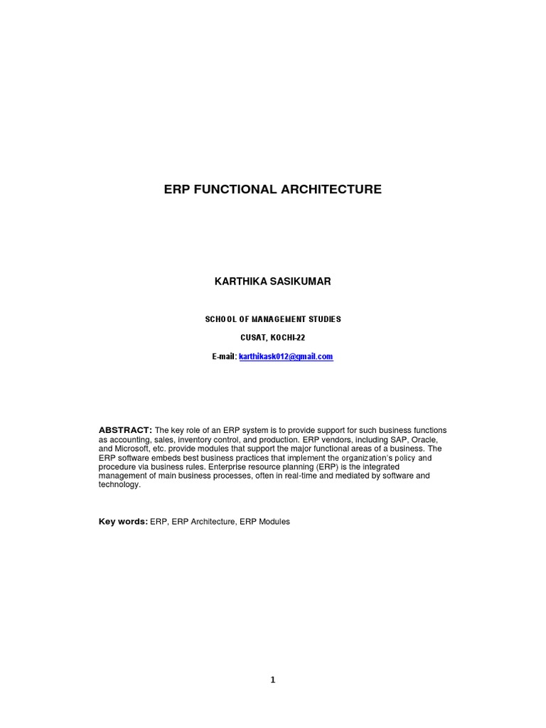 Erp Functional Architecture | PDF | Enterprise Resource Planning ...