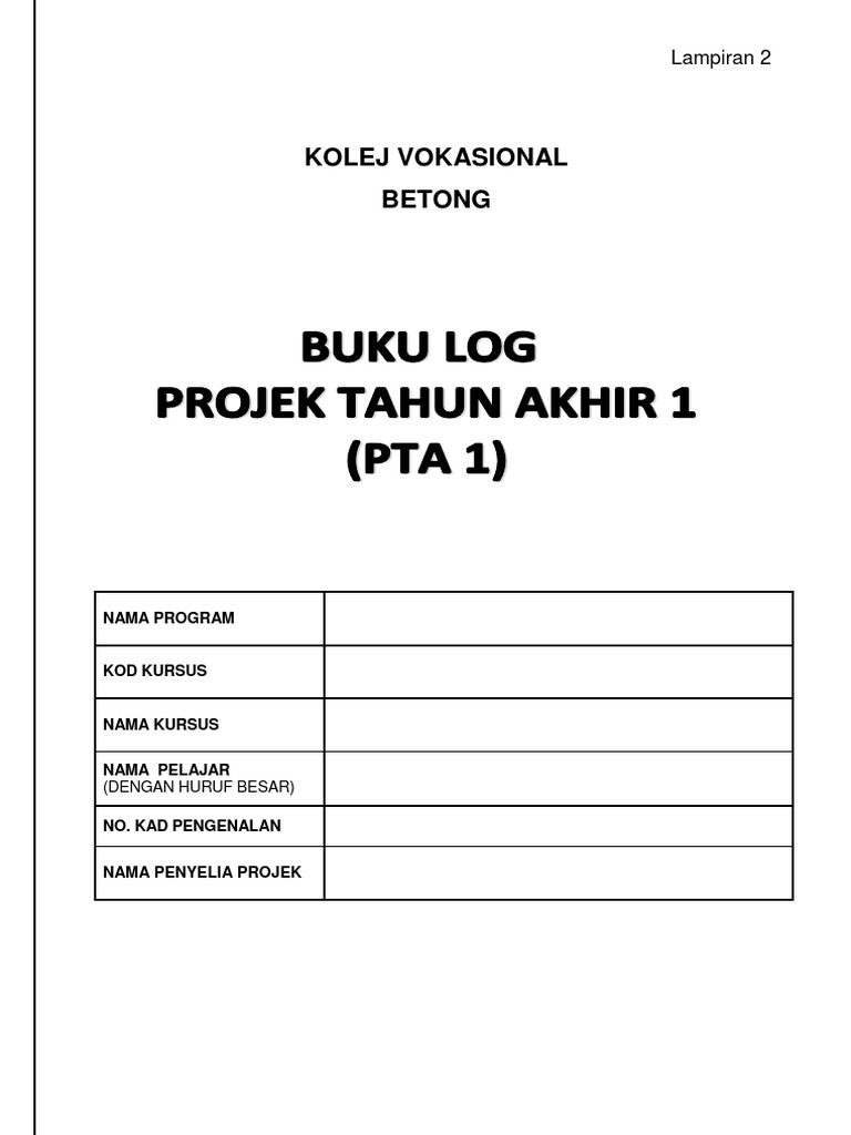 Lampiran 2 Buku Log PTA1 EDISI 2018 (BPTV) | PDF