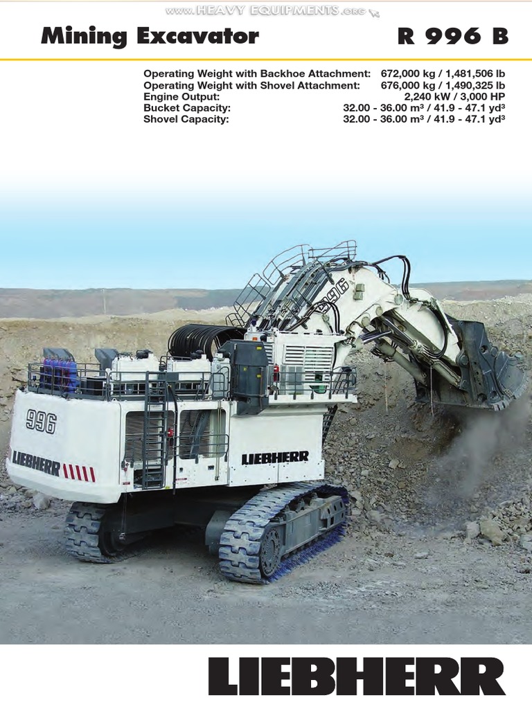 Liebherr R 996 B Excavator Overview | PDF | Motor Oil | Engines
