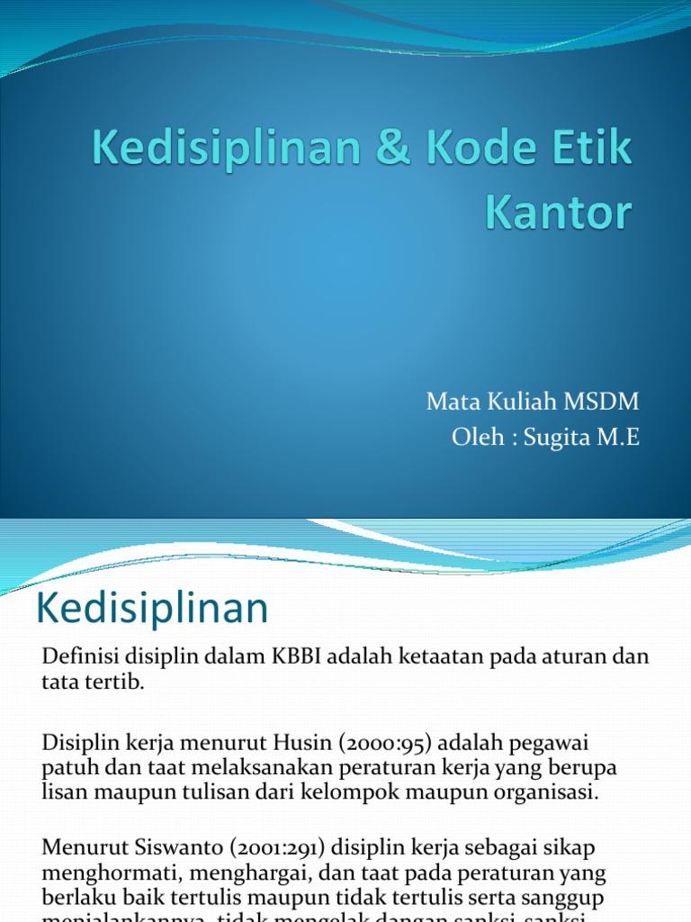 Kedisiplinan Kerja Menurut KBBI | PDF