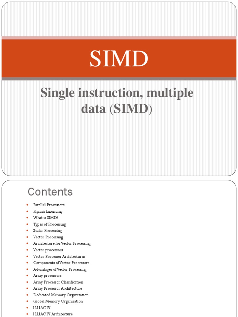 SIMD Presentation | PDF | Central Processing Unit | Parallel Computing