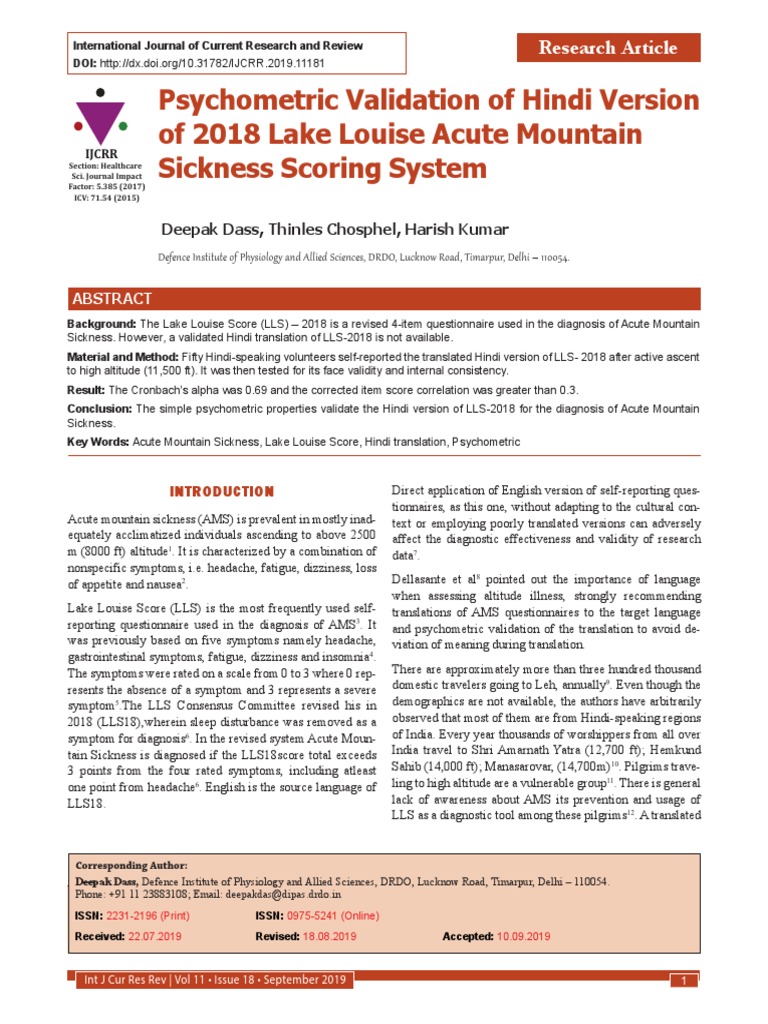 Psychometric Validation of Hindi Version | PDF | Psychometrics ...