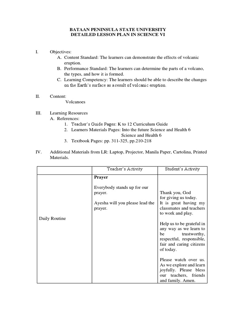 Detailed Lesson Plan in Science Vi | PDF | Volcano | Lava