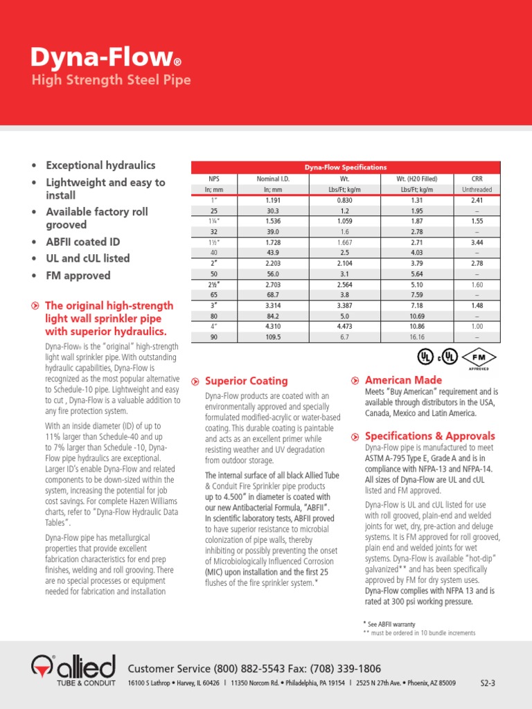 Allied Dyna-Flow Pipe | PDF | Fire Sprinkler System | Pipe (Fluid ...
