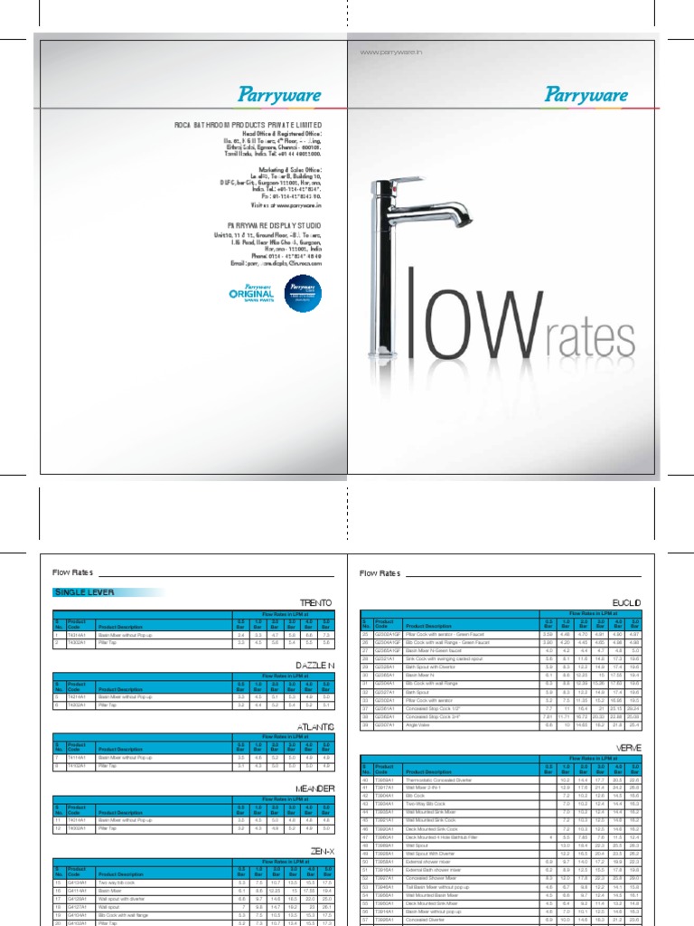 Flow Rates Booklet | PDF | Tap (Valve) | Tools