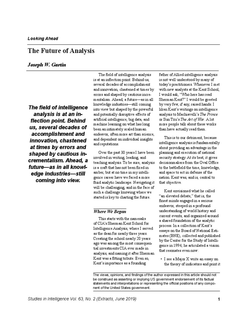 Future of Analysis | PDF | Intelligence Analysis | Data Analysis