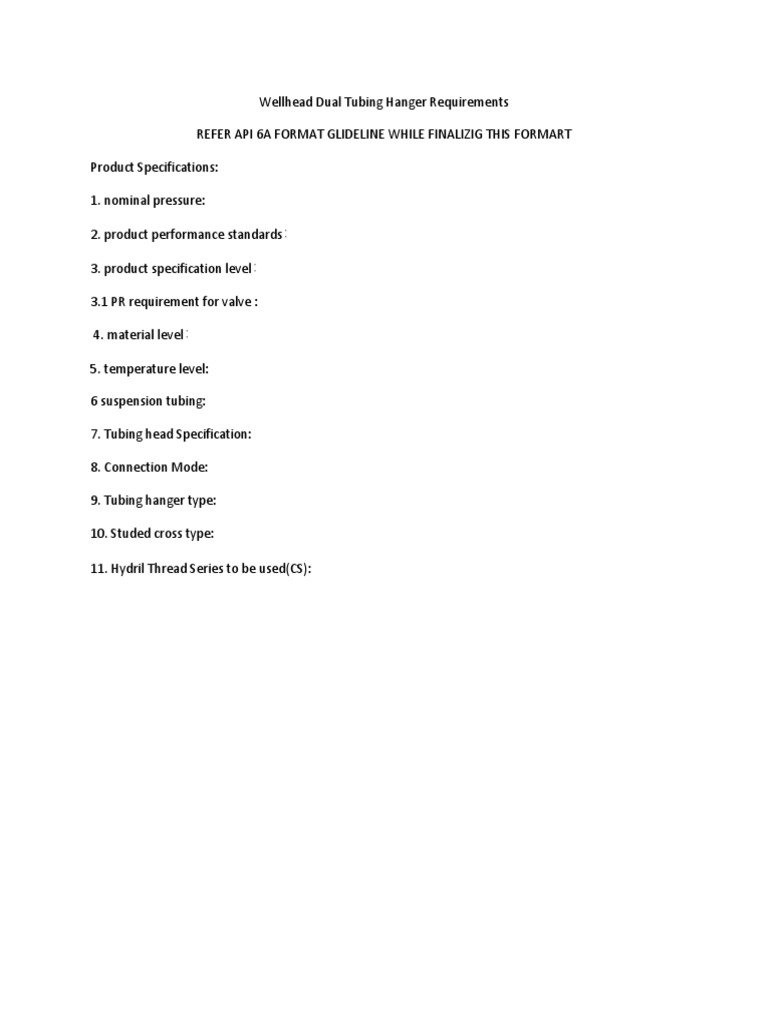 Wellhead Dual Tubing Hanger Requirements | PDF