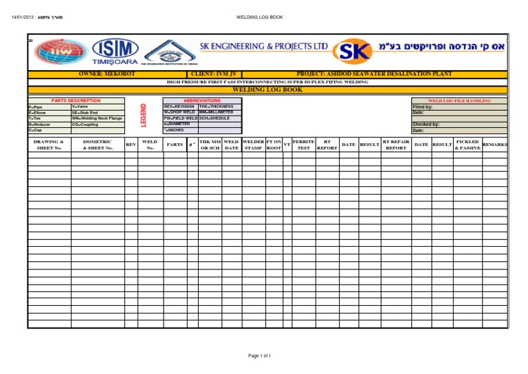 Welding Log Book | PDF
