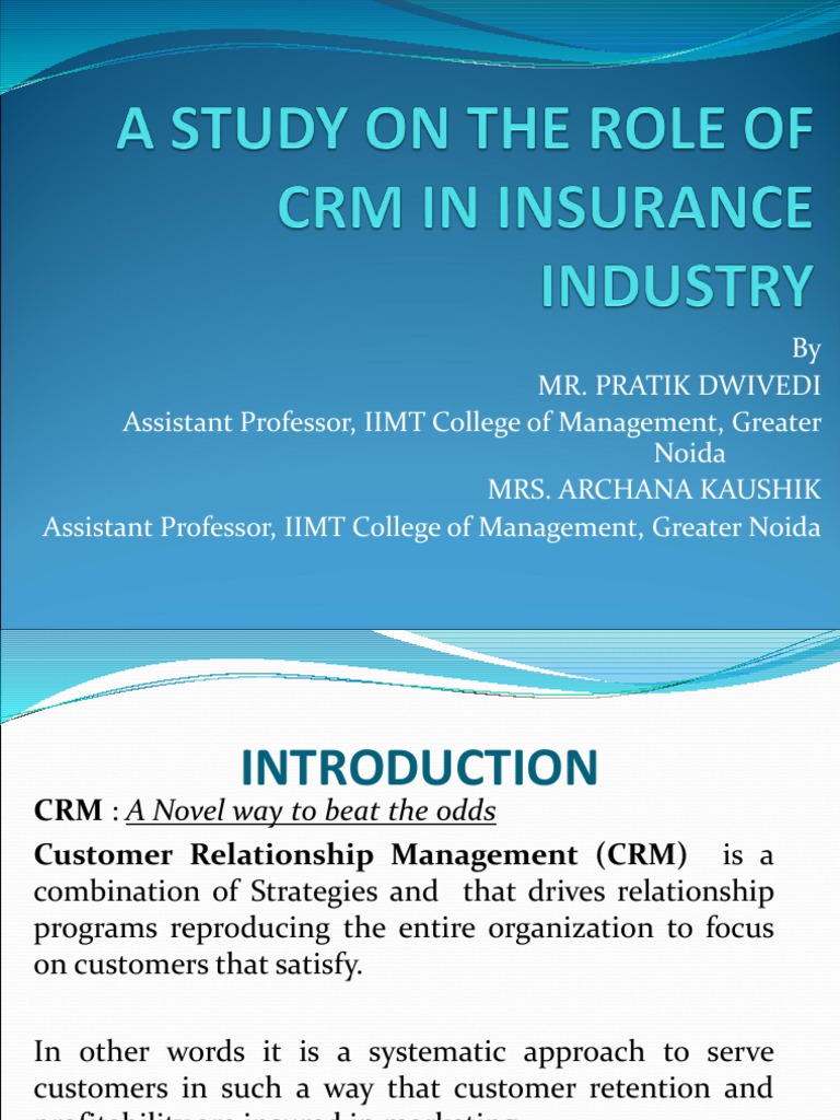 CRM in Insurance | PDF | Customer Relationship Management | Market ...